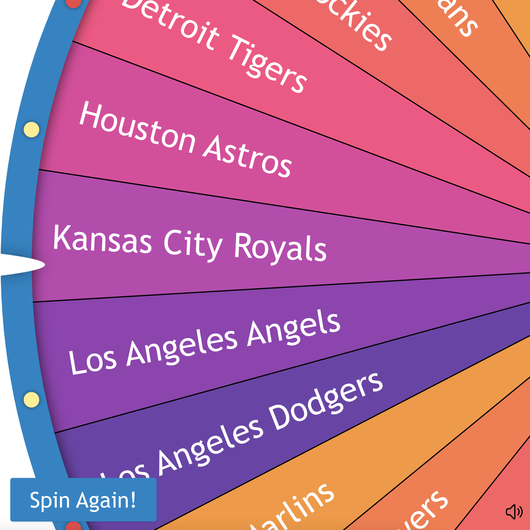 Random MLB Team Generator Spin The Wheel All 30 Teams 
